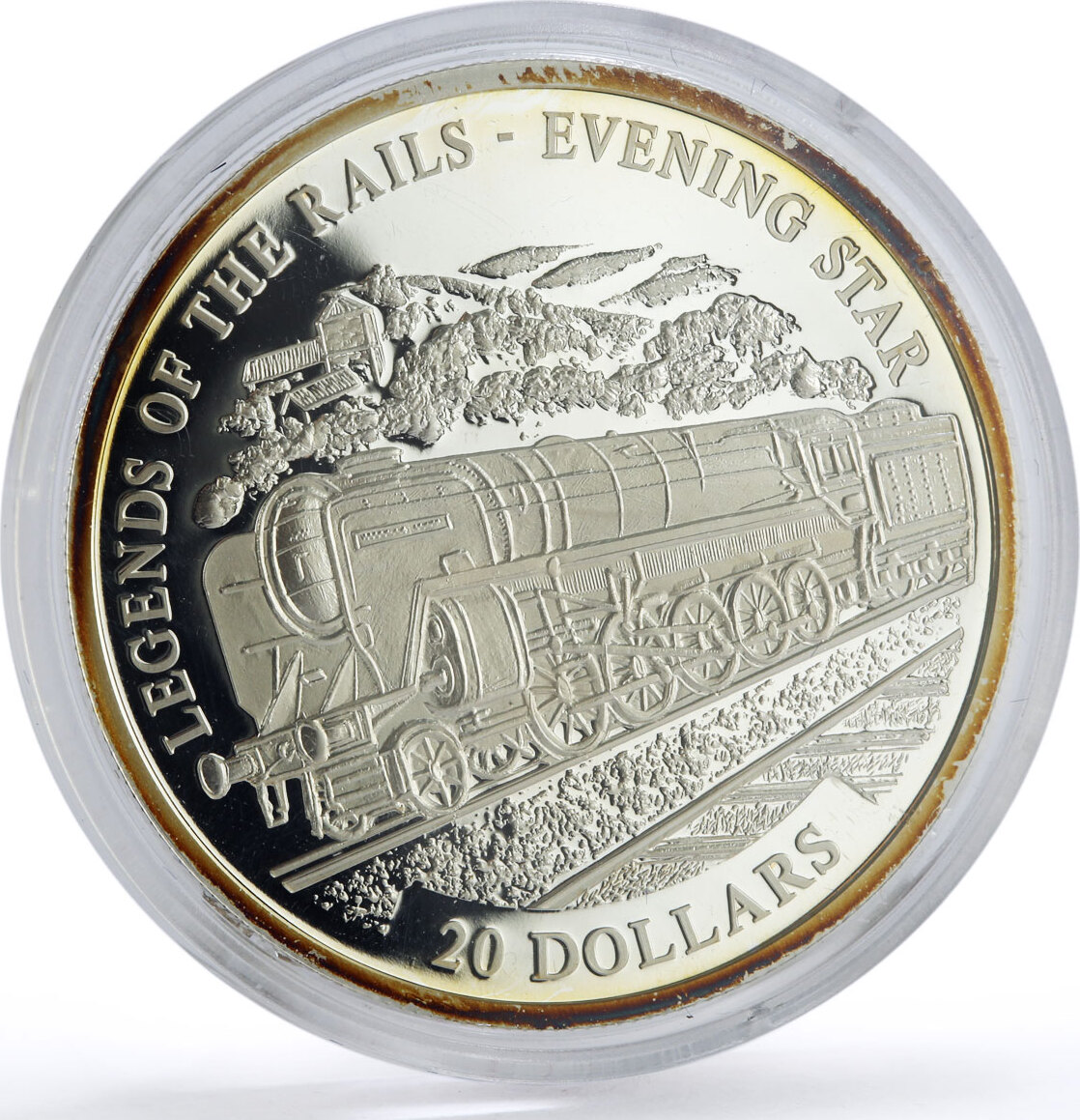 Liberia 20 dollars Trains Railway Locomotive Evening Star silver coin ...