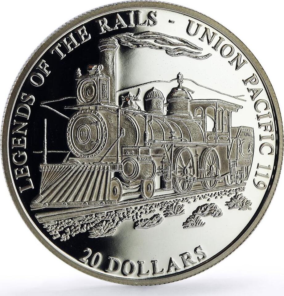 Liberia 20 dollars Trains Railway Locomotive Union Pacific 119 silver ...