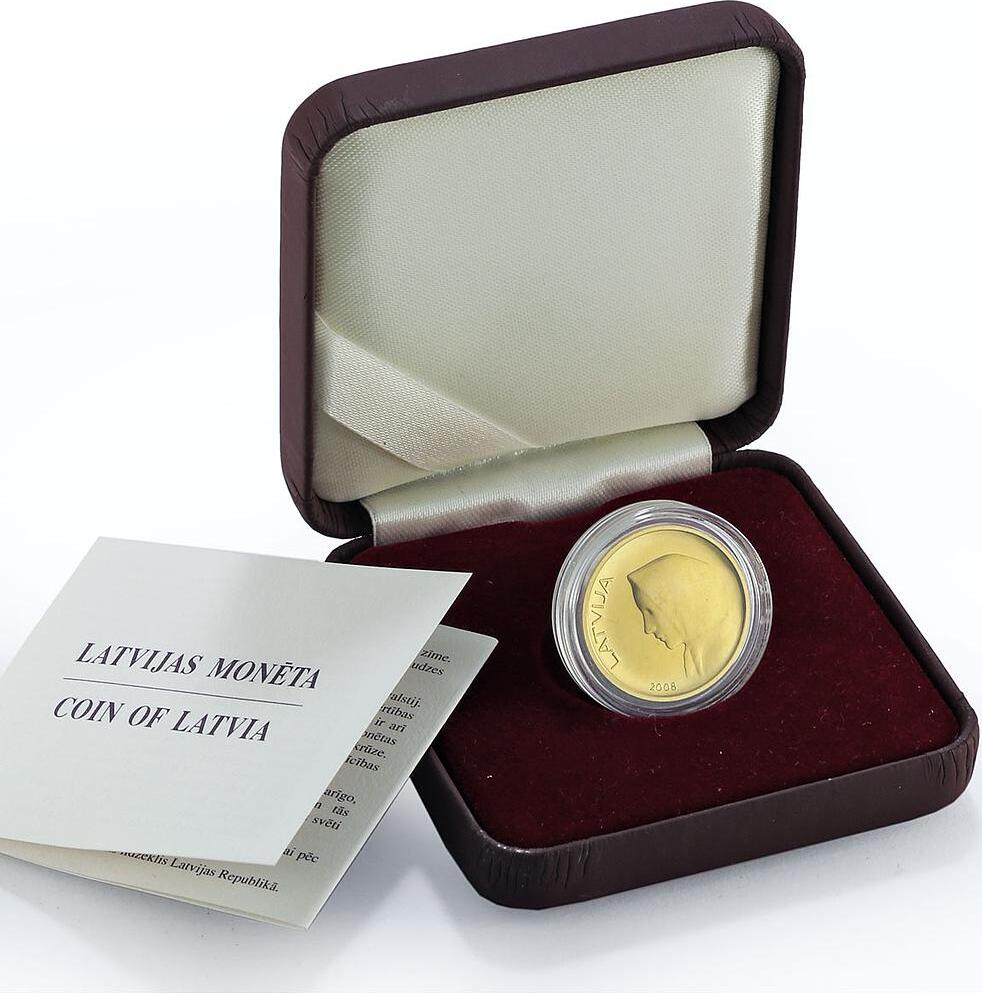Latvia 20 lats Latvian Coin Woman Portrait Female Face Food KM-96 gold ...