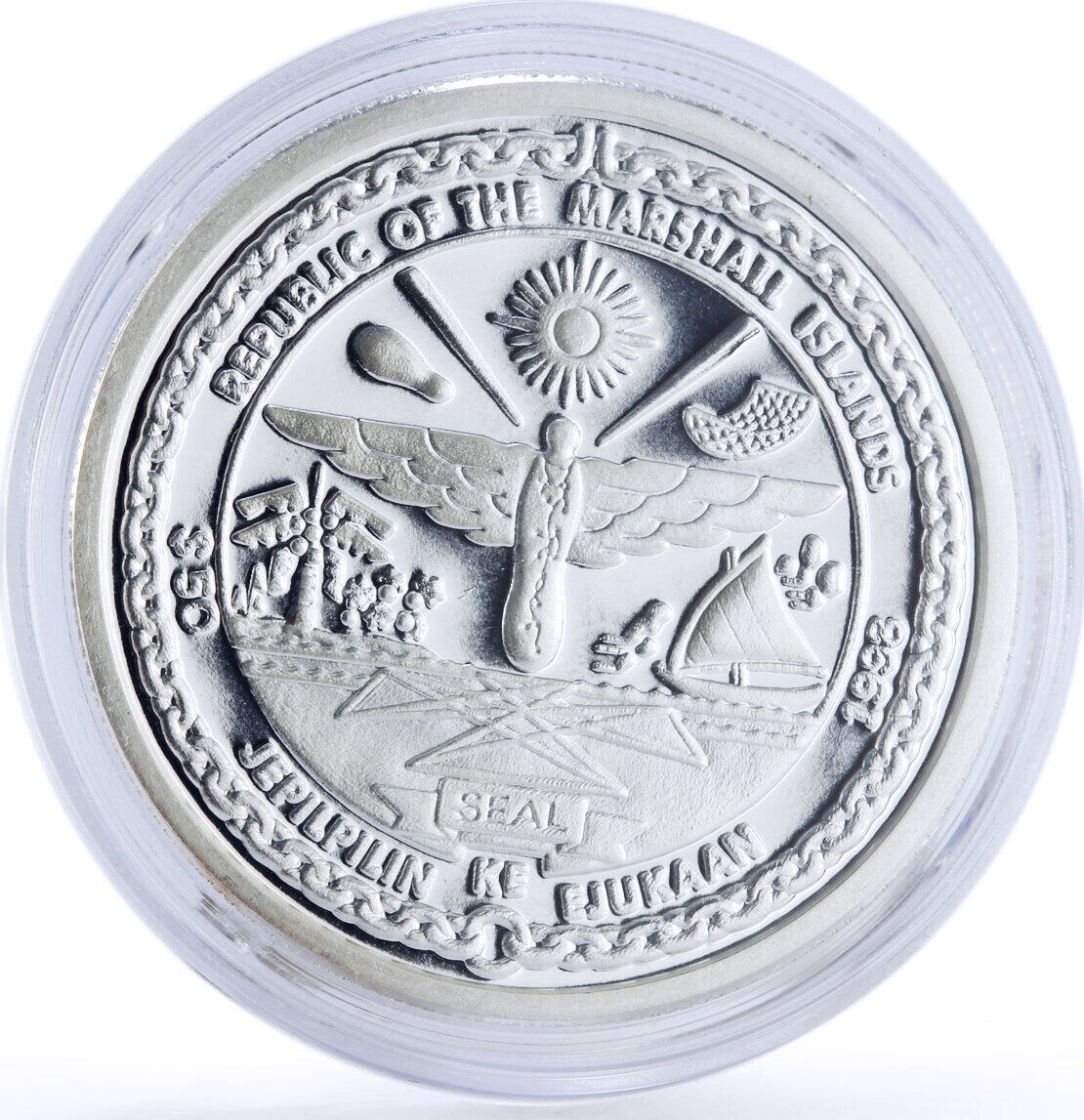 Marshall Islands 50 dollars Seafaring Turtle Ship Clipper proof silver ...