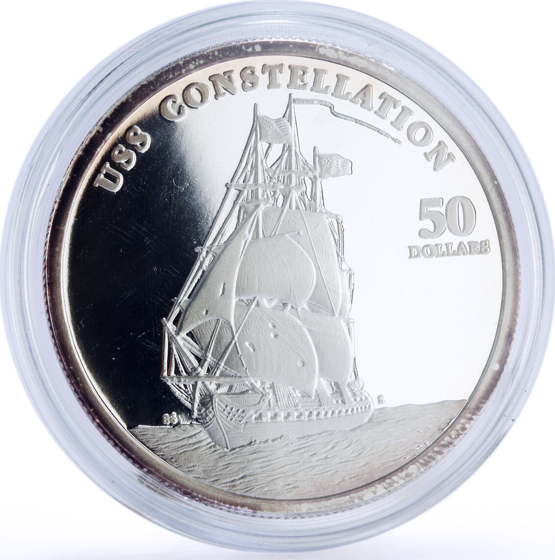 Marshall Islands 50 dollars Seafaring USS Constellation Ship silver ...