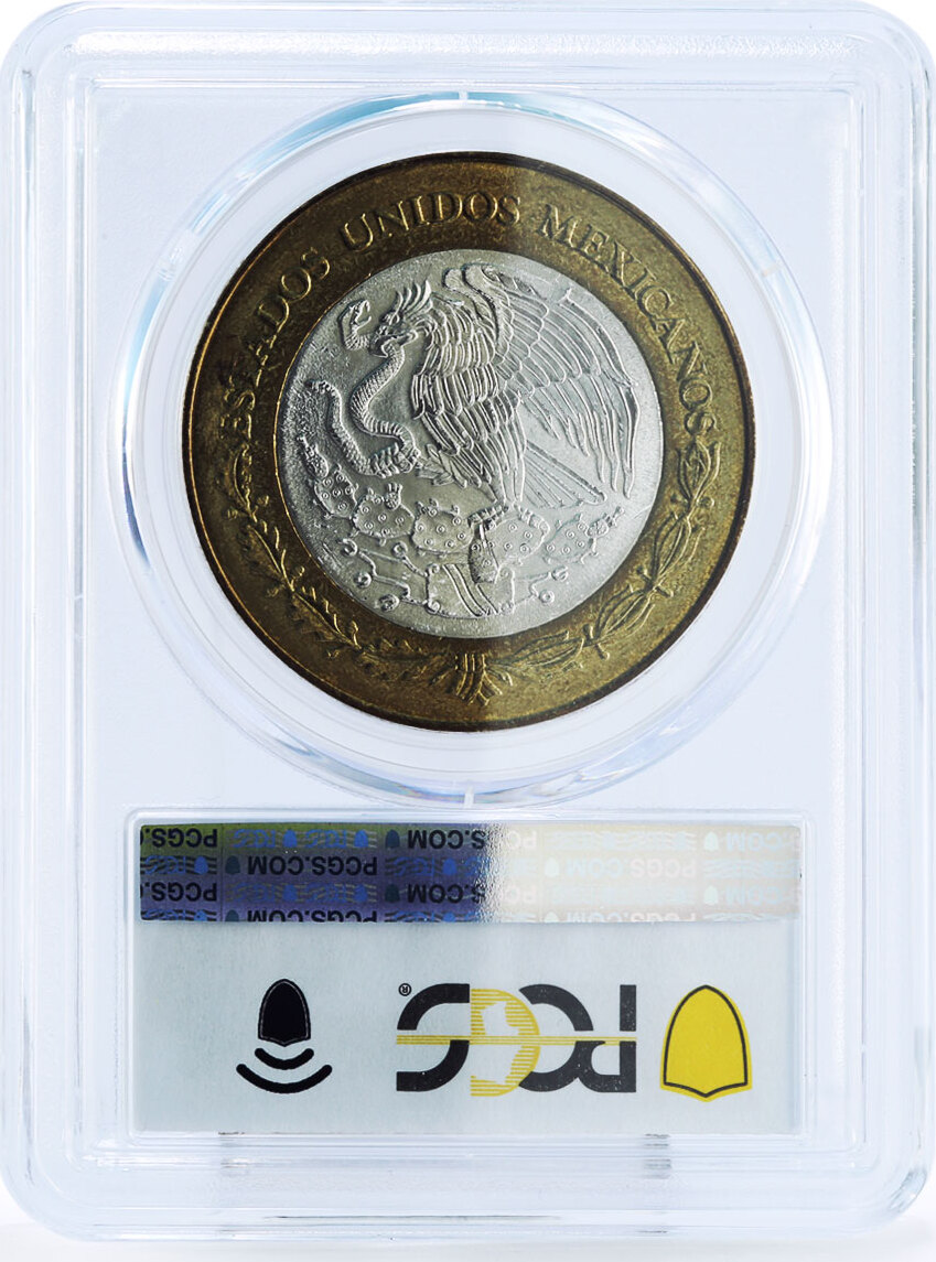 Mexico 100 pesos 80 Anniversary of Bank 1925 Design MS65 PCGS bimetal ...