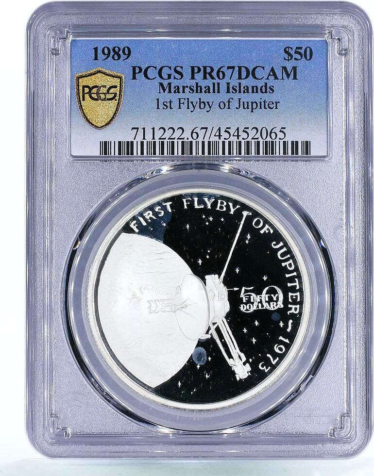 Marshall Islands 50 dollars First Flyby of Jupiter PR67 PCGS silver ...