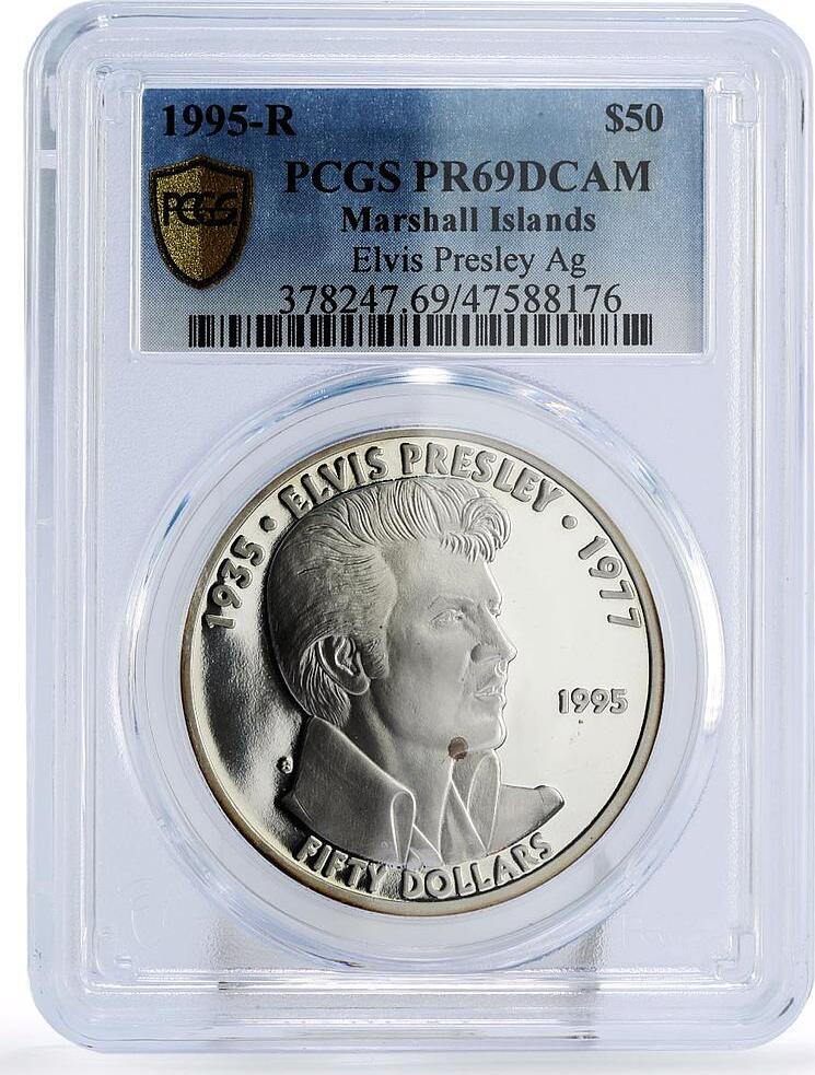 Marshall Islands 50 dollars Singer Elvis Presley Music PR69 PCGS silver ...