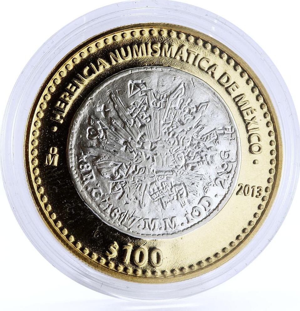 Mexico 100 pesos Numismatic Heritage Republic 8R bimetal coin 2013 ...