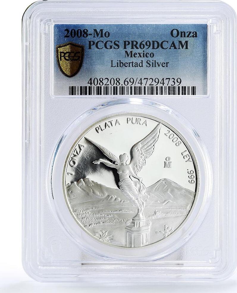Mexico 1 onza Libertad Angel of Independence PR69 PCGS silver coin 2008 ...