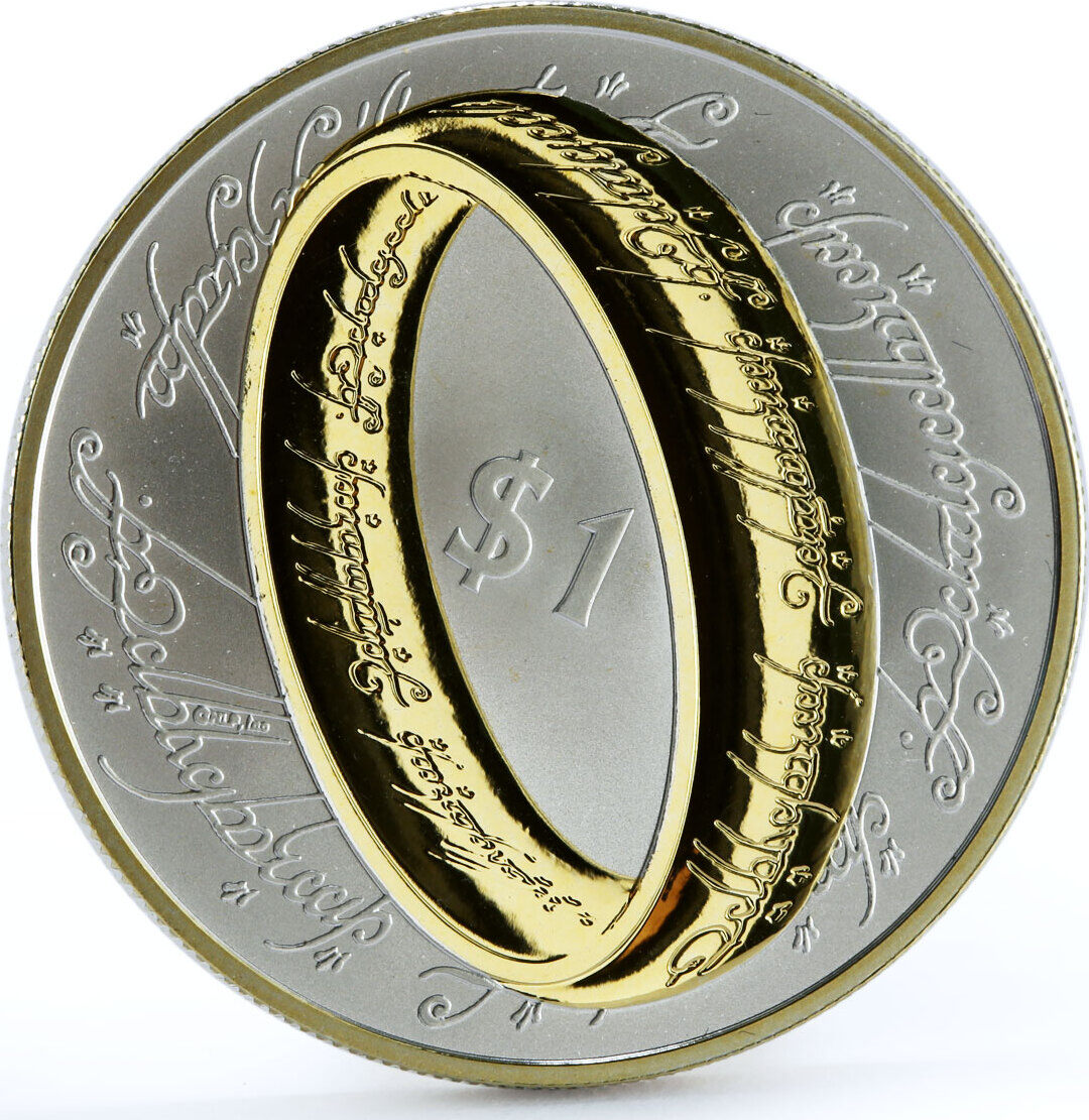 New Zealand 1 dollar Lord of the Rings The One Ring gilded silver coin ...