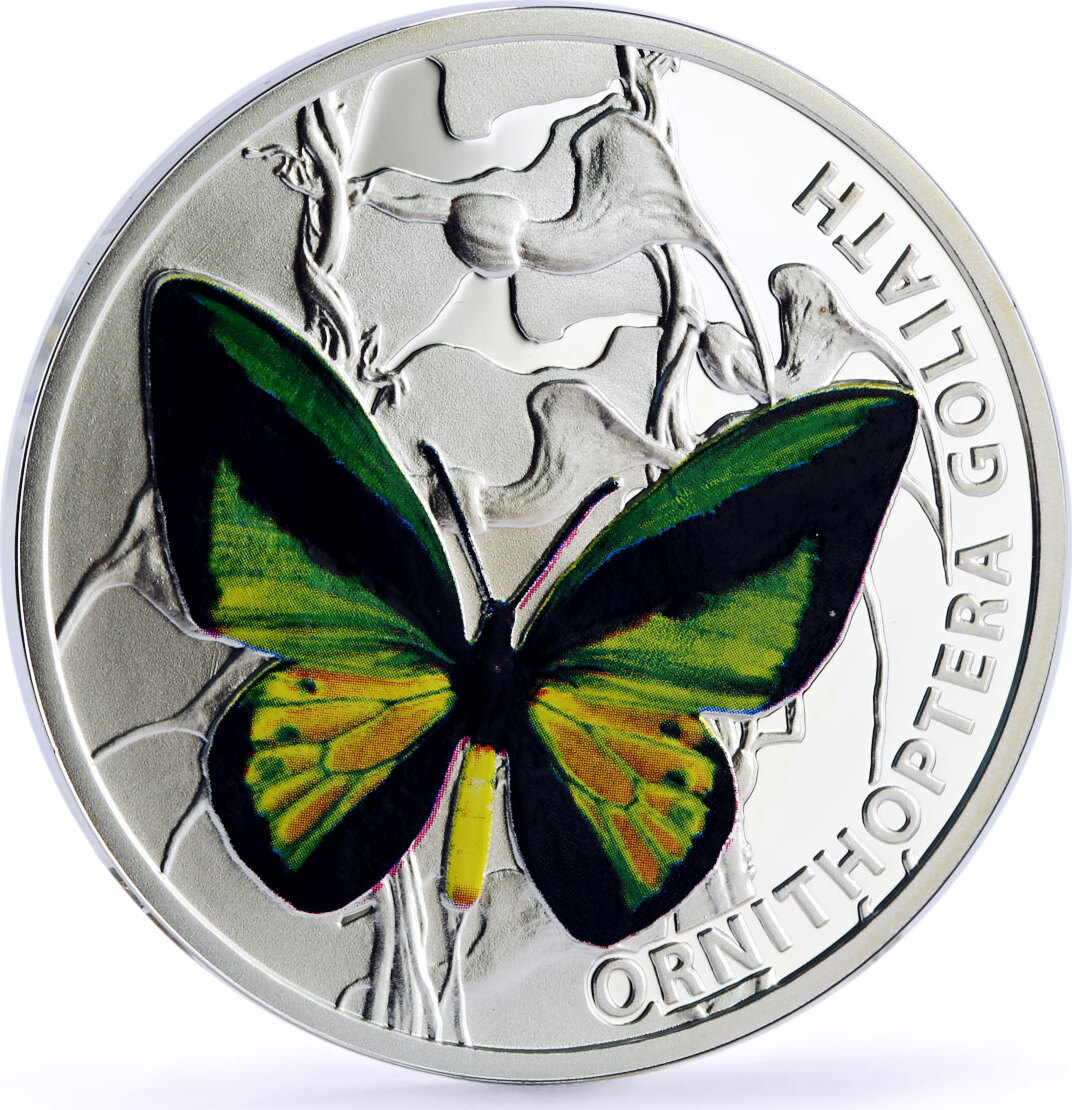 Niue 1 dollar Butterflies Ornithoptera Goliath Butterfly Fauna silver ...