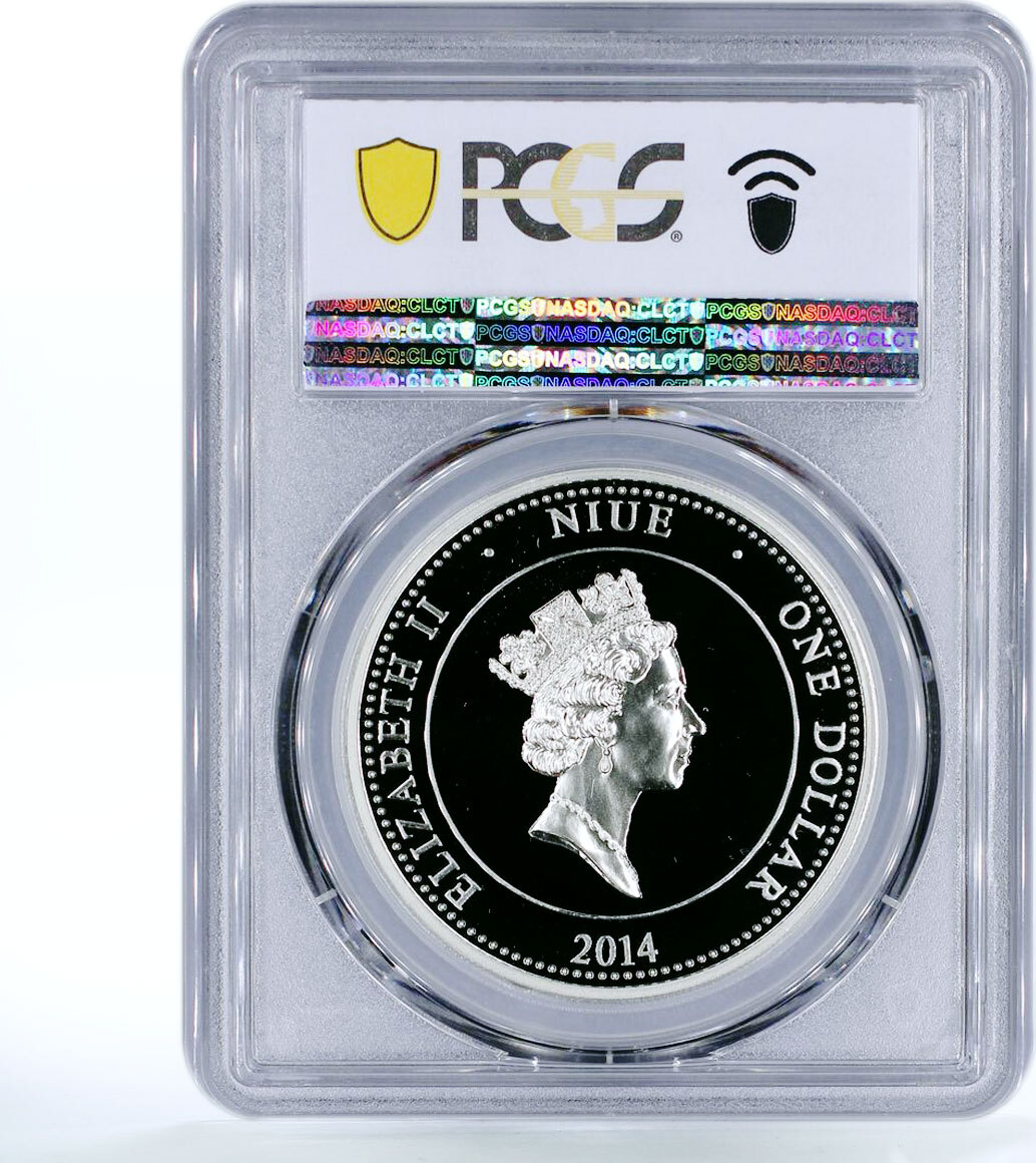 Niue 1 dollar Colosseum Citius Chariot PR70 PCGS color silver coin 2014 ...