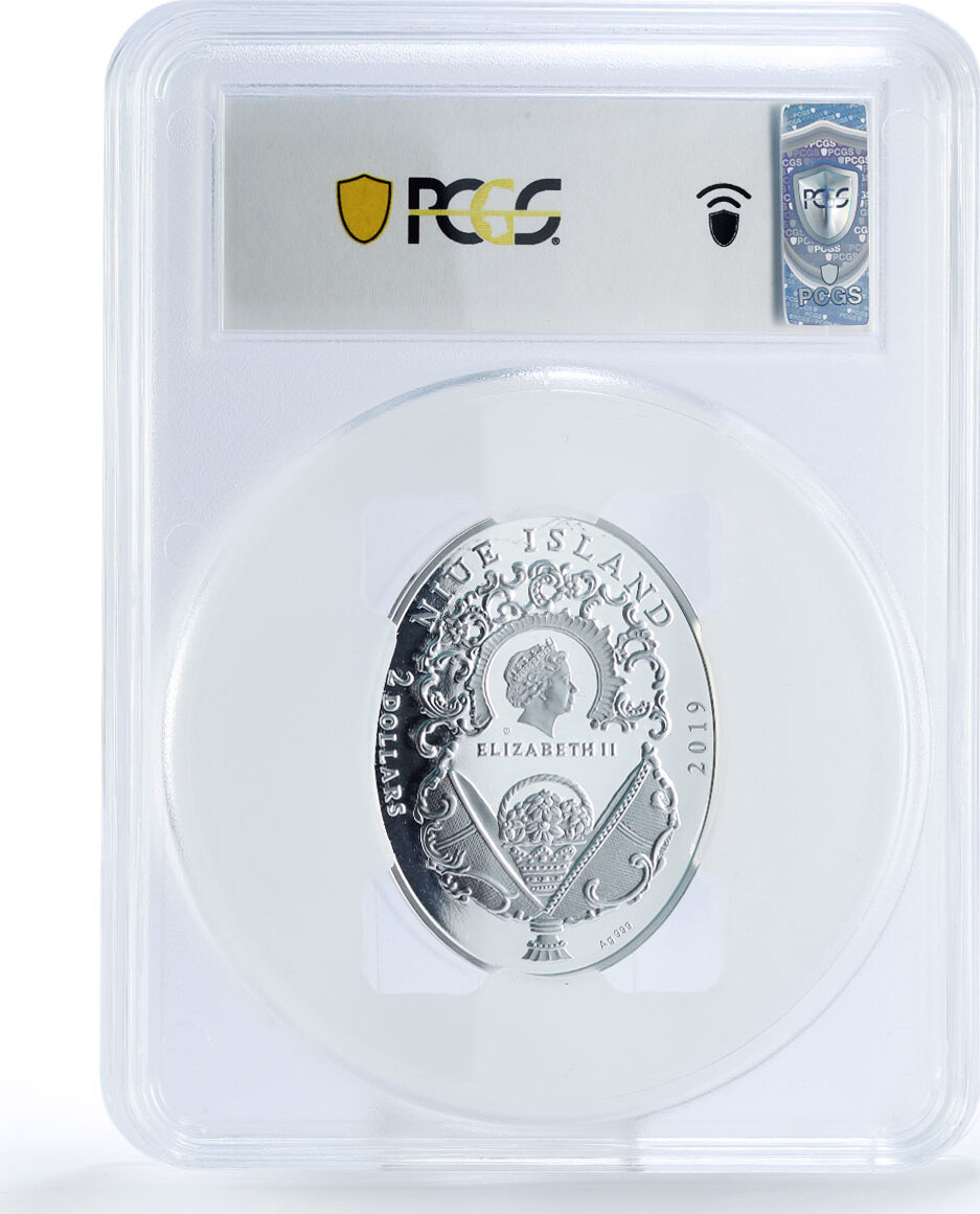 Niue 2 dollars Imperial Faberge Diamond Trellis Egg Art PR69 PCGS Ag ...