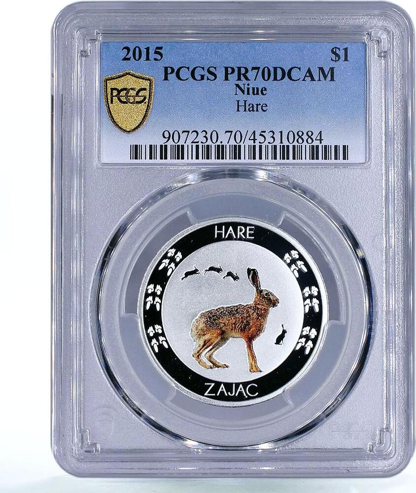 Niue 1 dollar Endangered Wildlife Hare Fauna Animals PR70 PCGS silver ...