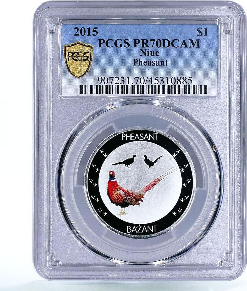 Niue 1 dollar Endangered Wildlife Pheasant Bird Fauna PR70 PCGS silver ...