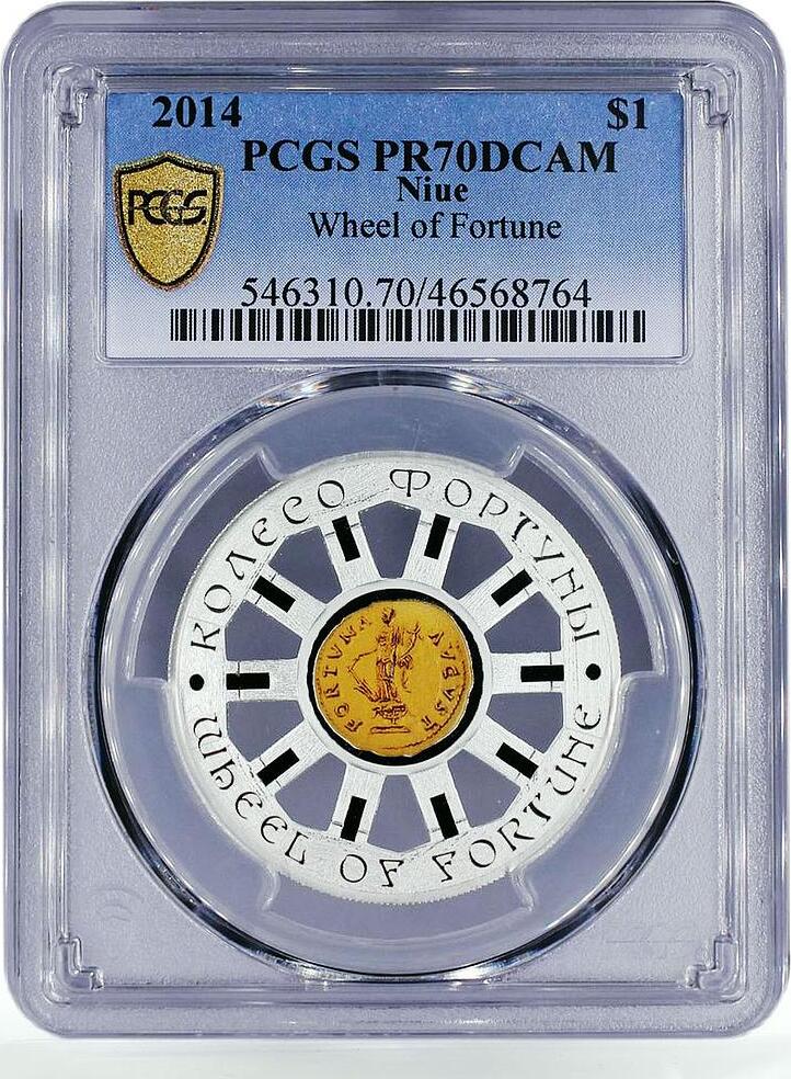 Niue 1 dollar Lucky Symbols Wheel of Fortune PR70 PCGS colored silver ...