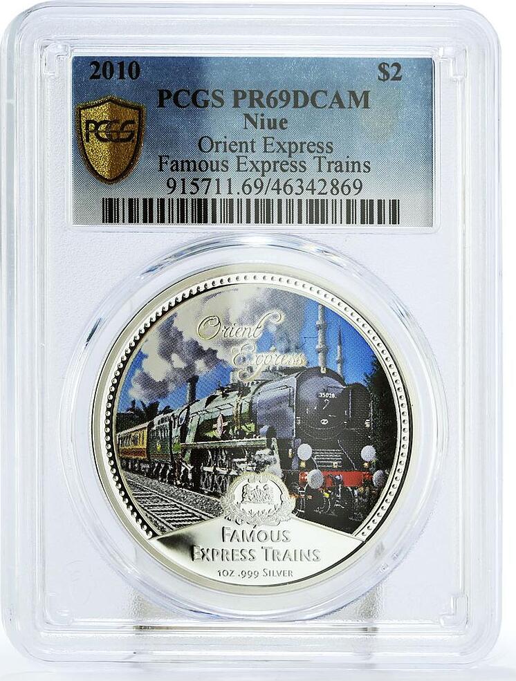 Niue 2 dollars Famous Express Orient Railways Trains PR69 PCGS silver ...