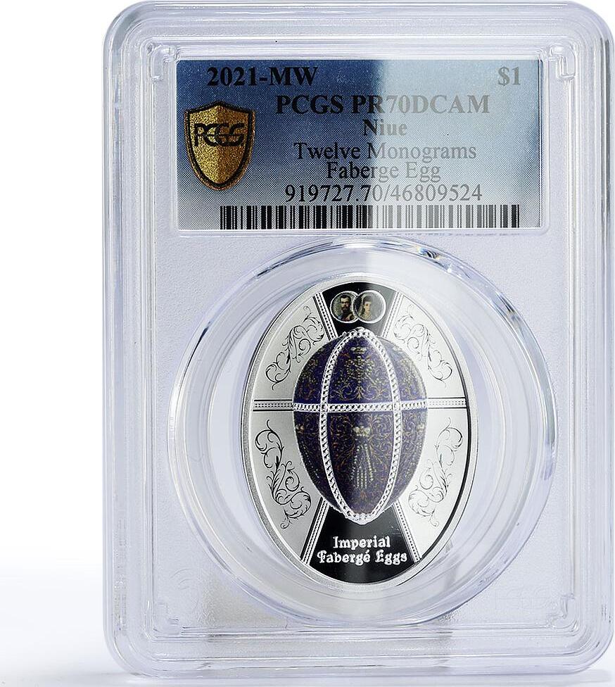 Niue 1 dollar Imperial Faberge Eggs Twelve Monograms Art PR70 PCGS Ag ...