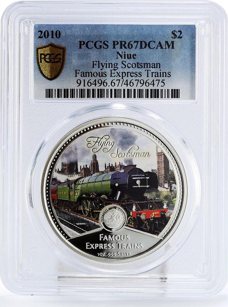 Niue 2 dollars Trains Railways Flying Scotsman Locomotive PR67 PCGS Ag ...