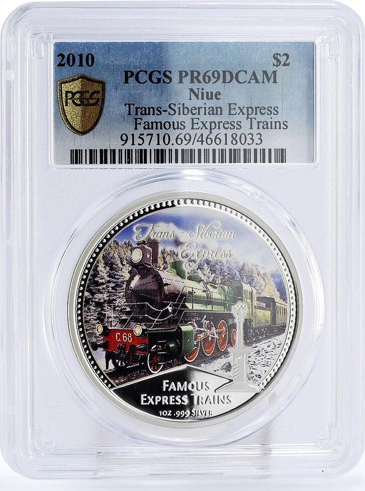 2 dollars Niue 2 $ Famous Express Trans-Siberian Railways Trains PR69 ...