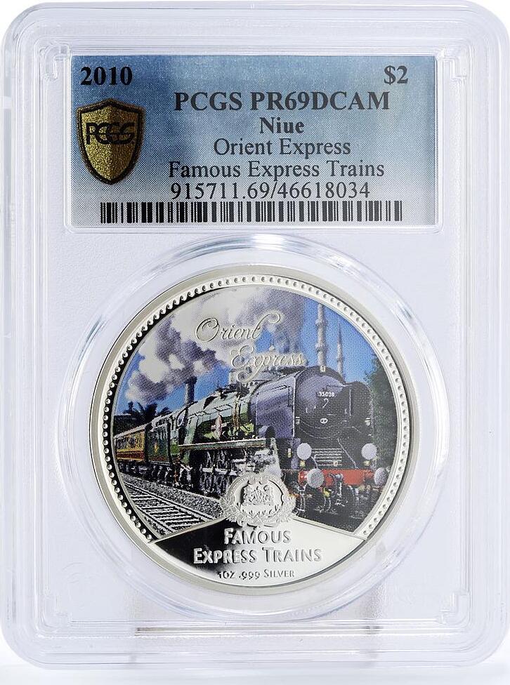 Niue 2 dollars Famous Express Orient Railways Trains PR69 PCGS silver ...
