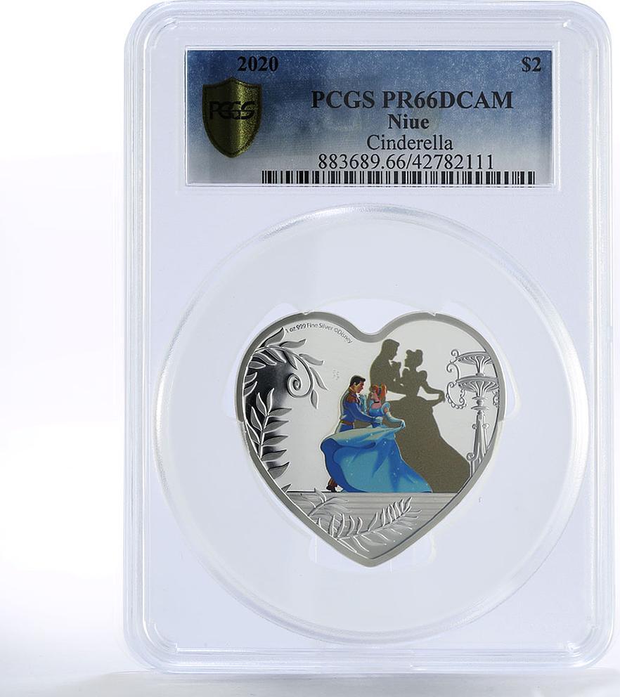 Niue 2 dollars Anniversary of Cinderella Cartoon PR66 PCGS silver coin ...