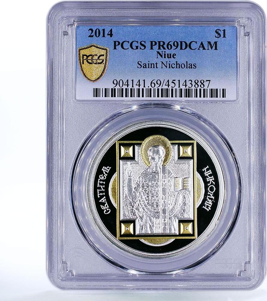 Niue 1 dollar Saint Nicholas PR69 PCGS silver coin 2014 Proof | MA-Shops