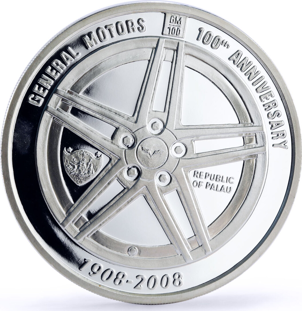 Palau 100 dollars General Motors Sportscar Corvette Car proof silver ...