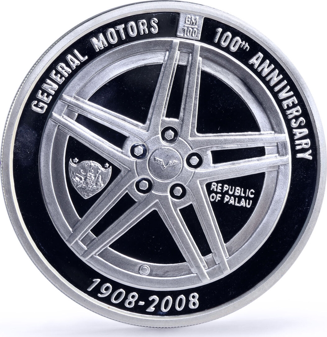 Palau 100 dollars General Motors Sportscar Corvette Car proof silver ...