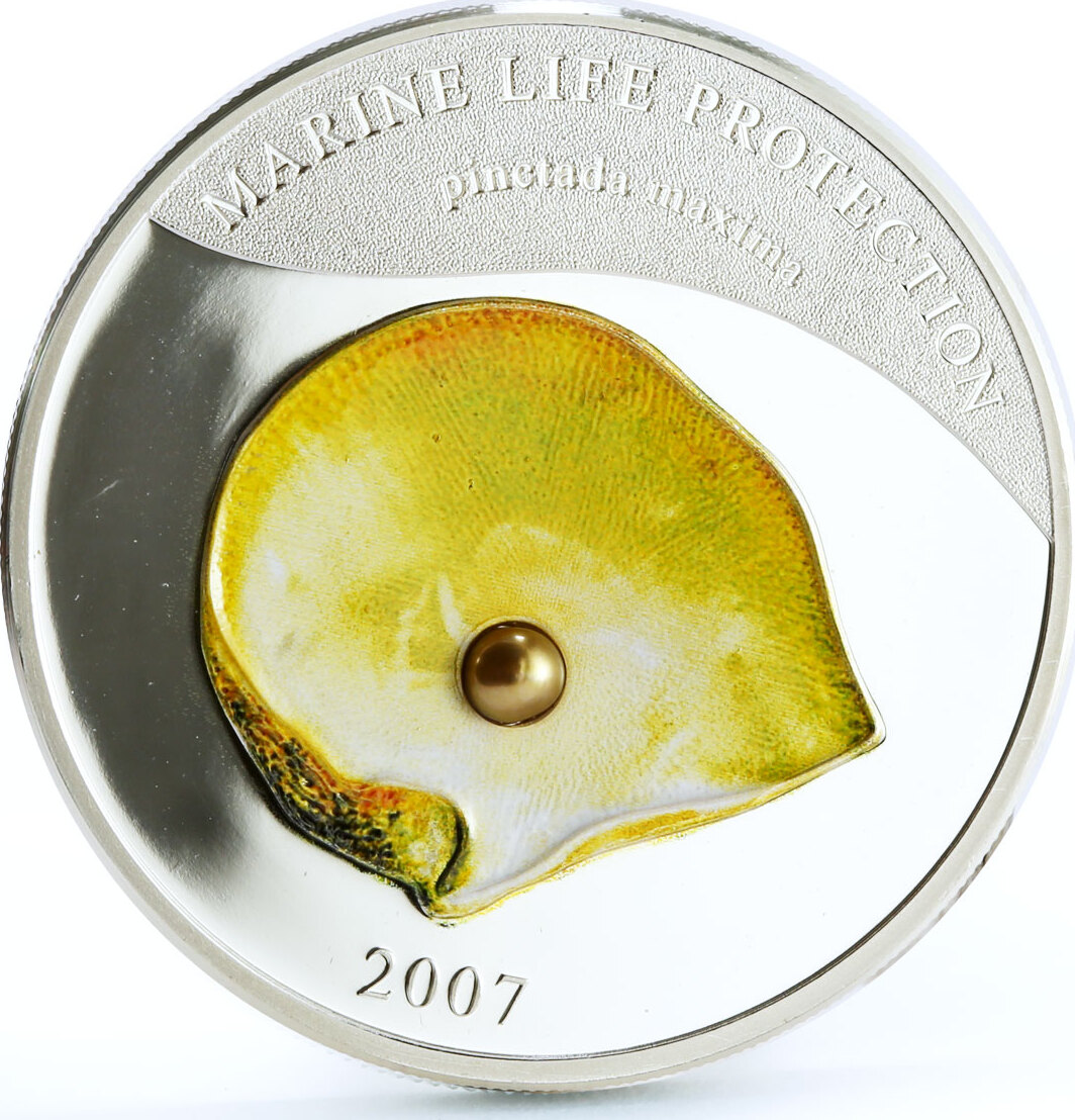 Palau 5 dollars Marine Life Protection Pinctada Maxima Shell silver ...