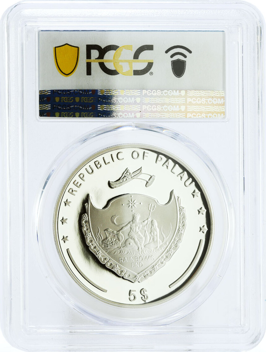 Palau 5 dollars World of Wonders Potala Palace PR69 PCGS colored Ag ...