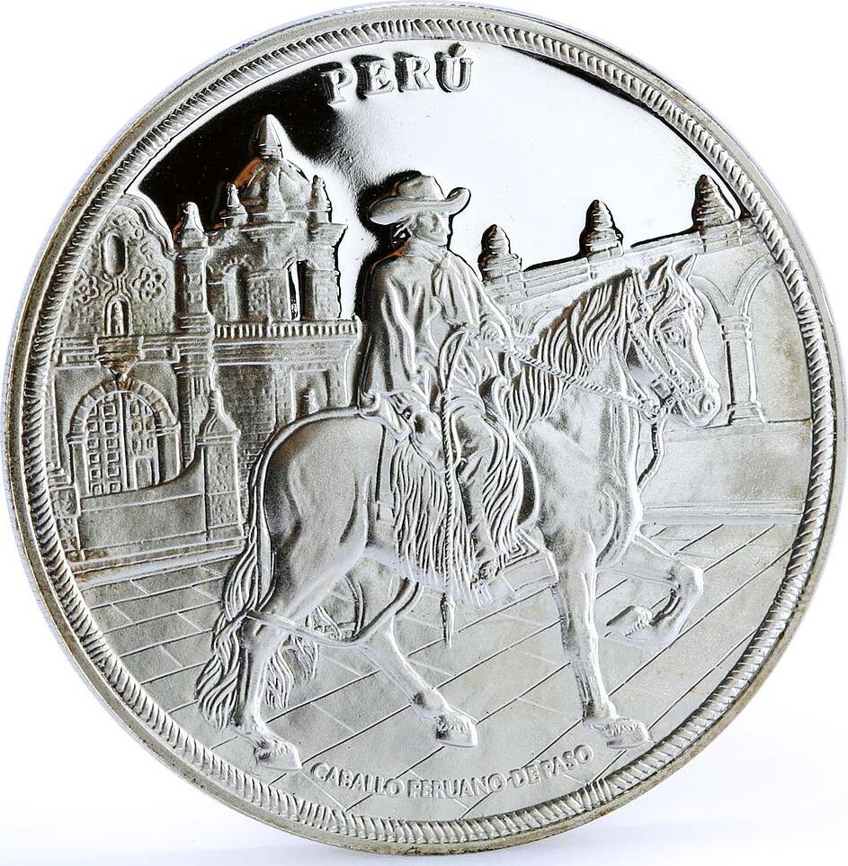 Peru 1 sol Ibero America Horseman Horse Fauna Animals proof silver coin ...