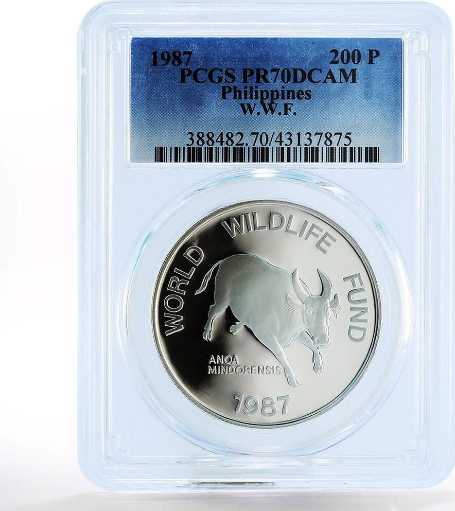 Philippines 200 piso WWF series Mindoro Buffalo Bull PR70 PCGS silver ...