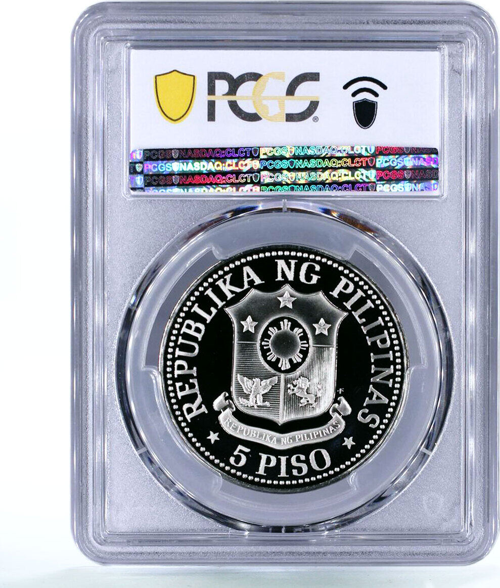 Philippines 5 piso Ferdinand Marcos PR69 PCGS nickel coin 1975 Proof ...