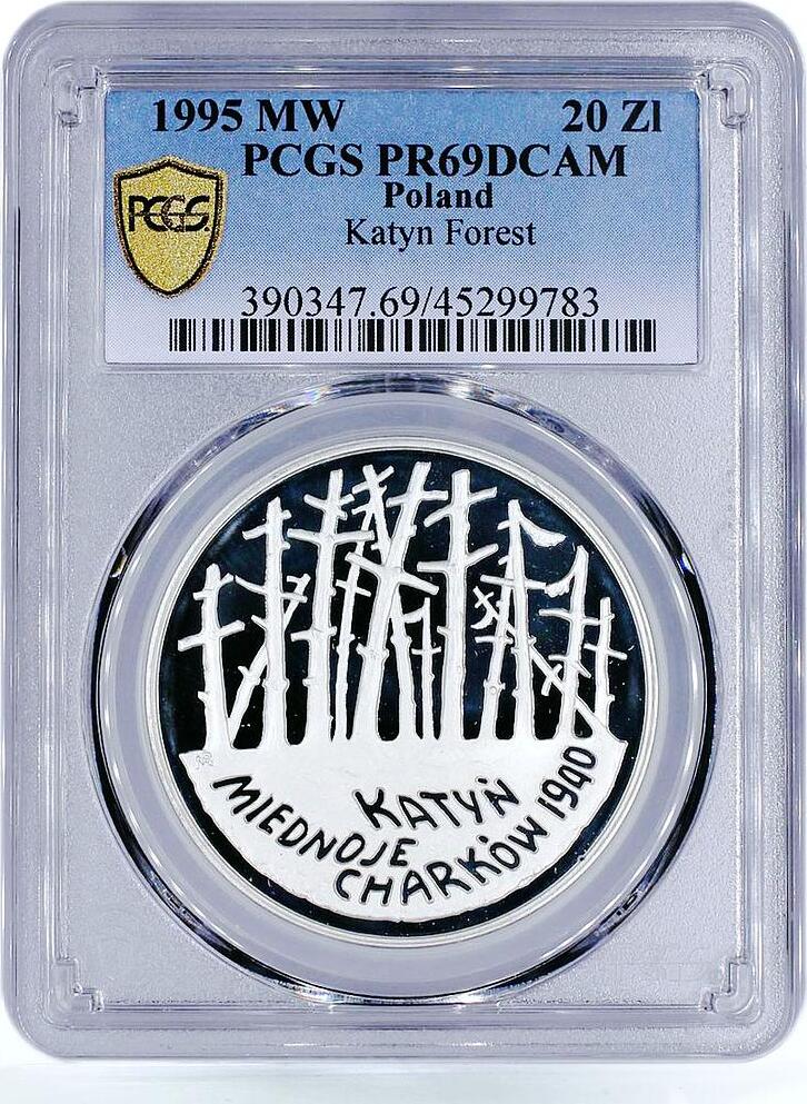 Poland 20 zlotych Katyn Burned Forest Memorial PR69 PCGS silver coin ...