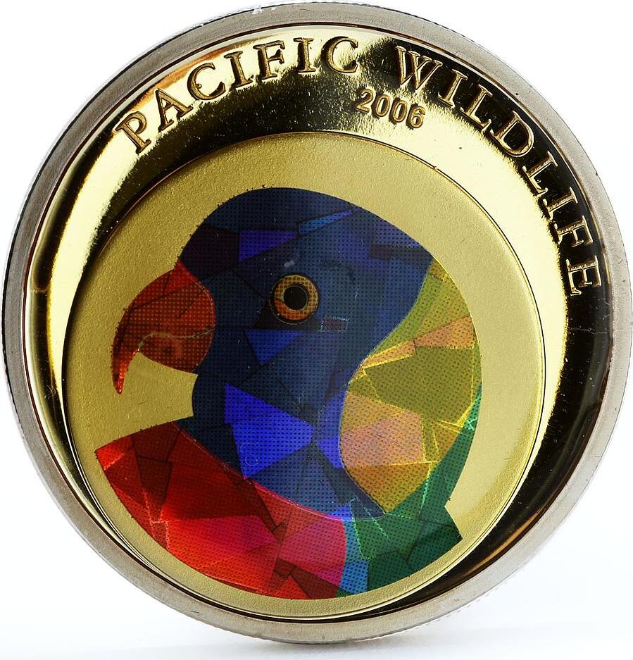 Palau 5 dollars Pacific Wildlife series Rainbow Lorikeet Bird silver ...