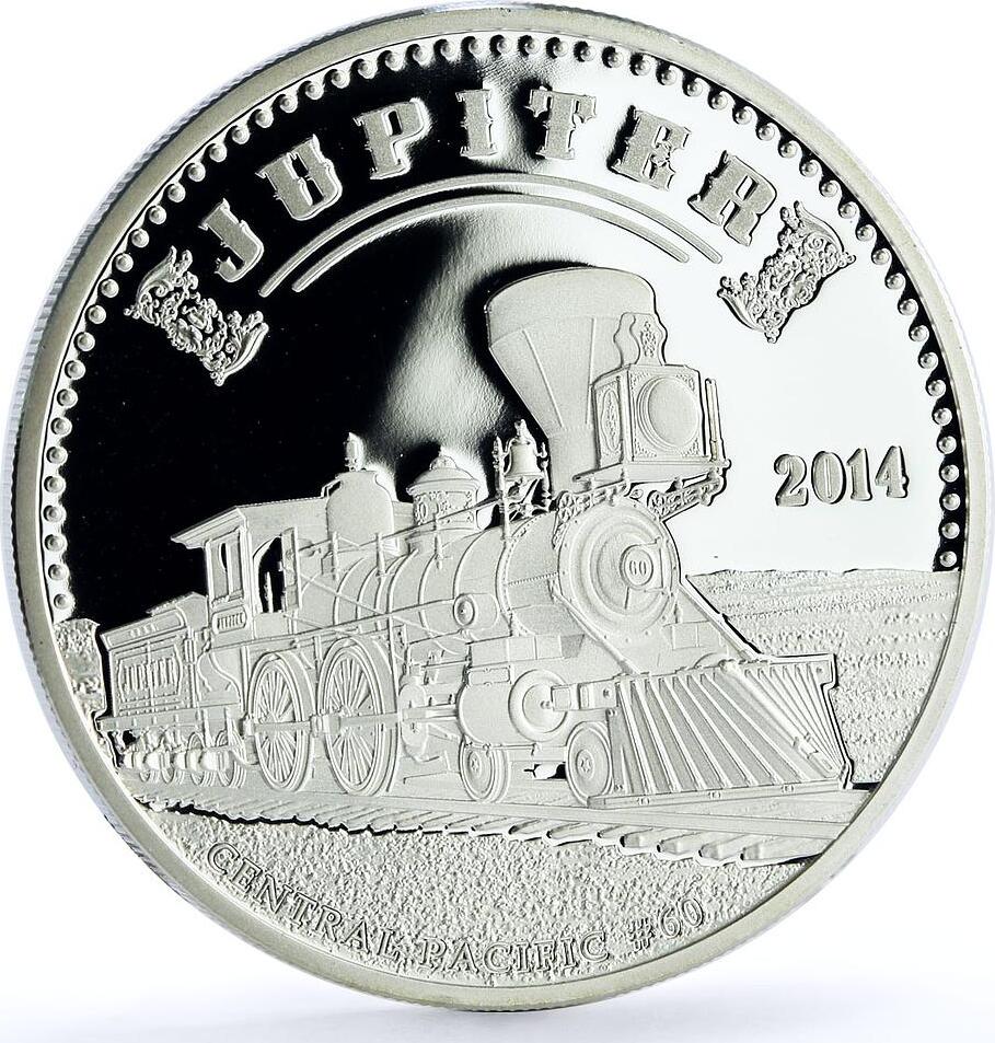 Palau 5 dollars Trains Railways Jupiter Locomotive proof silver coin ...