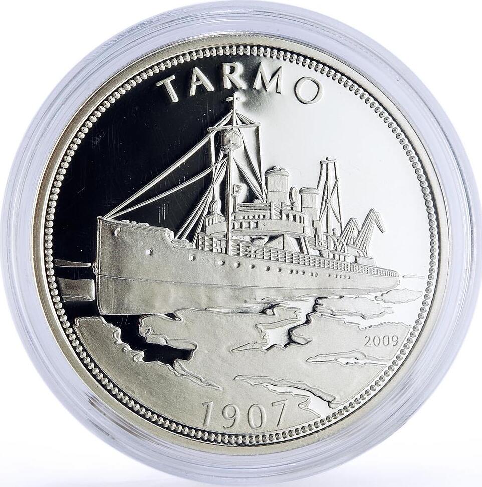 Palau 5 dollars Seafaring Tarmo Ship Steamship Icebreaker proof silver ...
