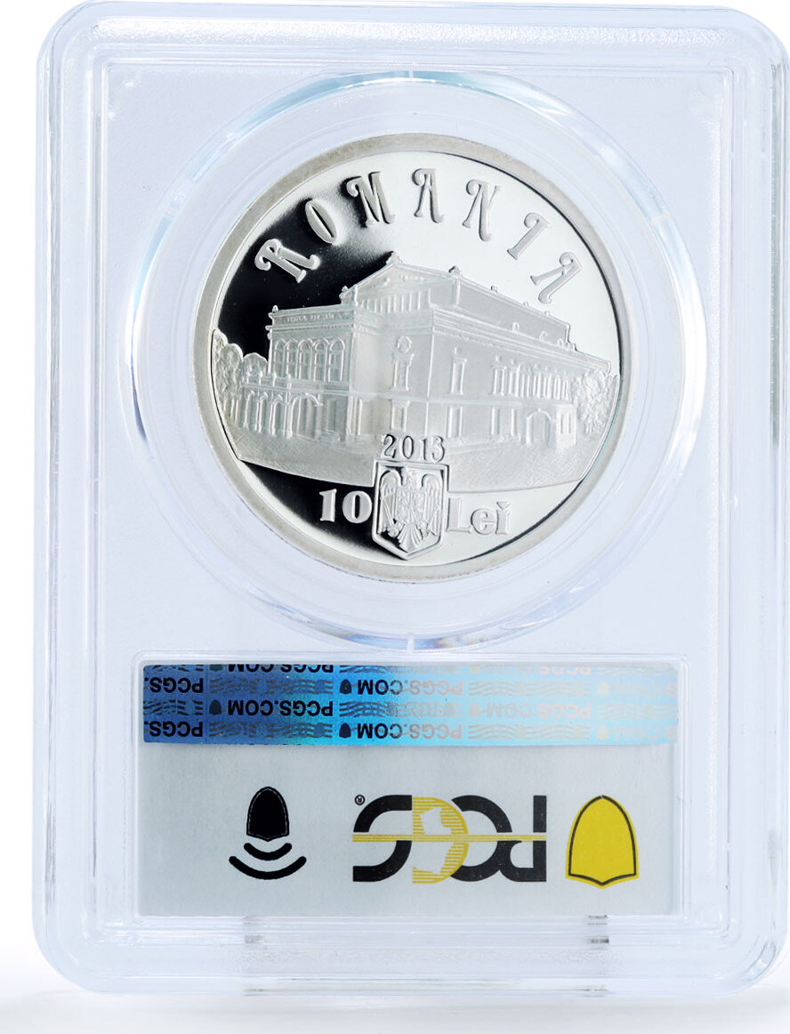 Romania 10 lei National Theater Lucia Sturdza Bulandra PR70 PCGS Ag ...