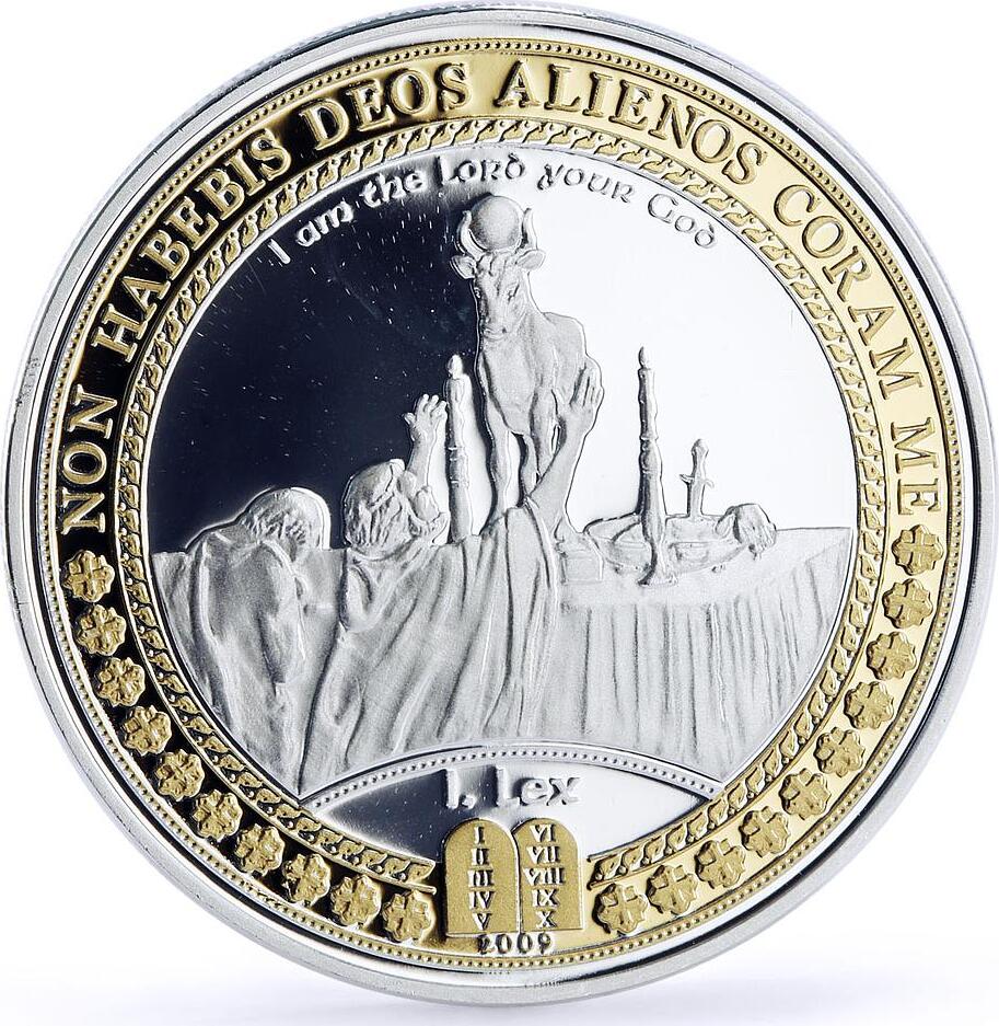 Samoa 10 dollars 1st Commandment I Am the Lord Your God gilded silver ...