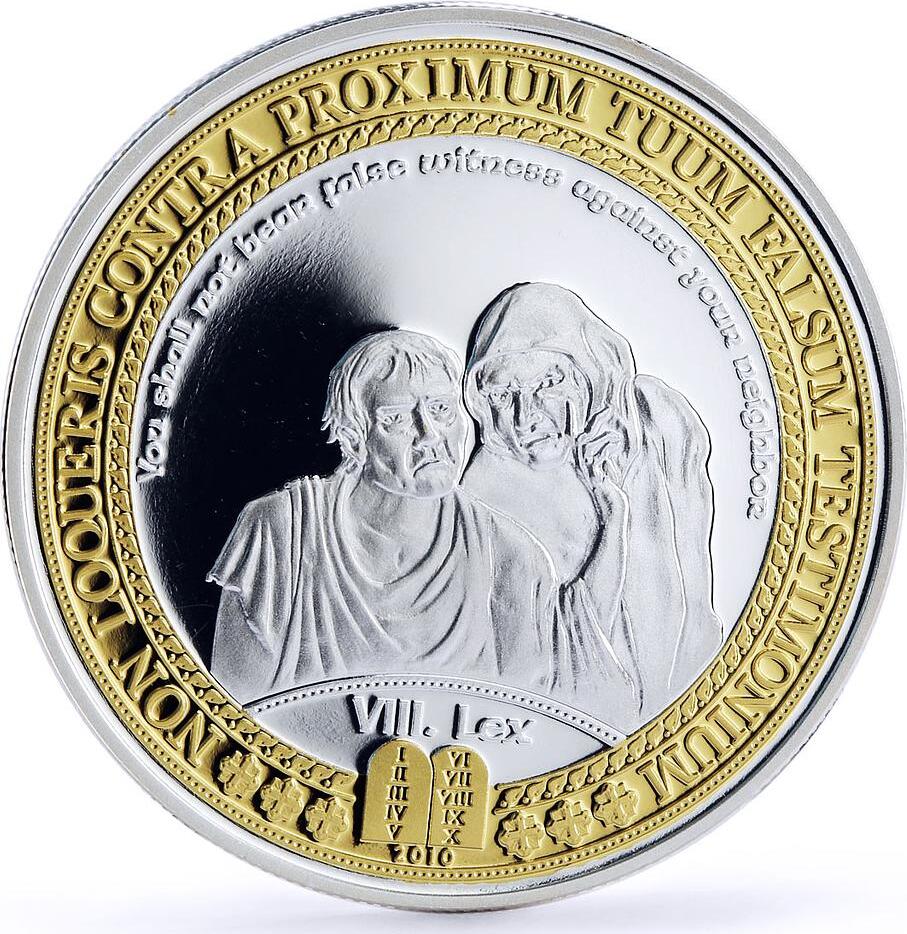 Samoa 10 dollars 8th Commandment Shall Not Bear Witness gilded silver ...