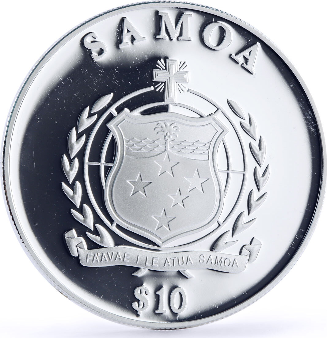 Samoa 10 dollars 3rd Commandment Remember the Sabbath gilded silver ...