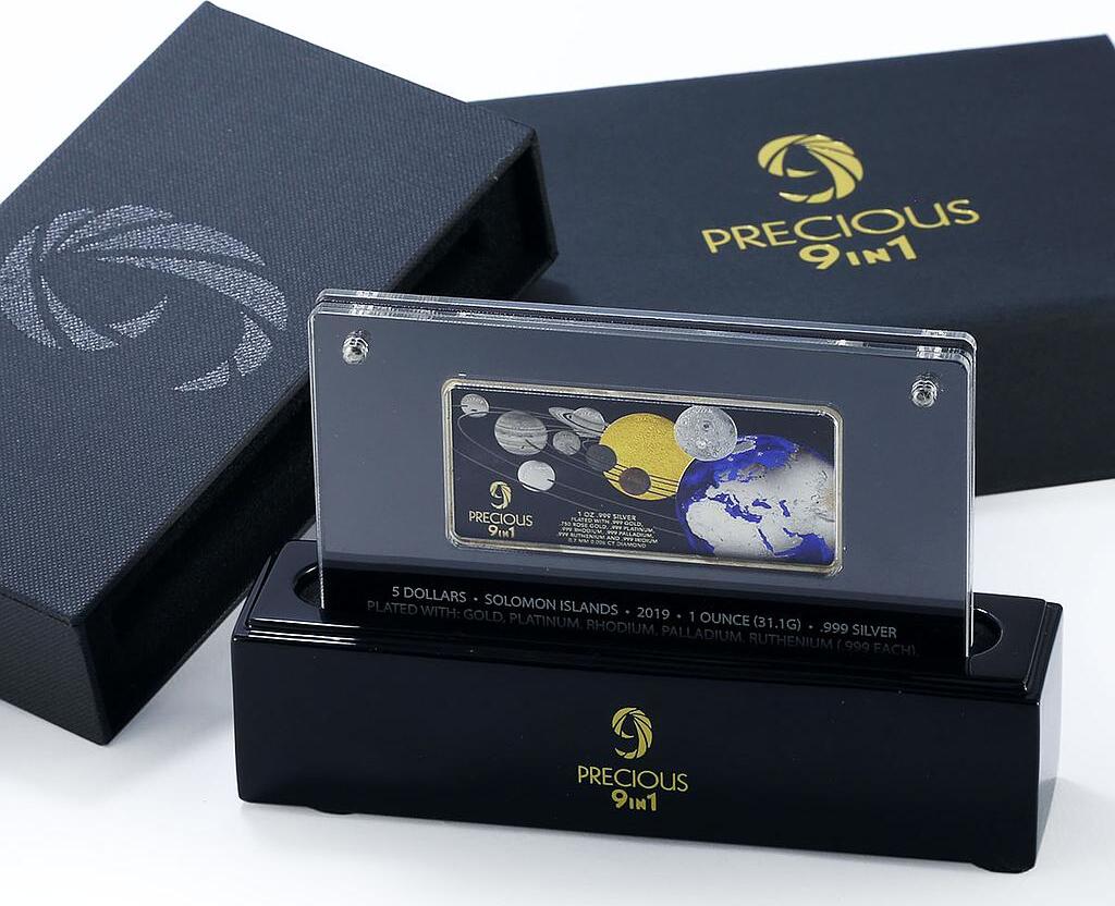 Solomon Islands 5 dollars Nine Precious in One 9 in 1 Planets silver ...