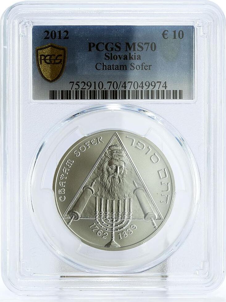 Slovakia 10 euro 250th Birth of Chatam Sofer MS70 PCGS silver coin 2012 ...