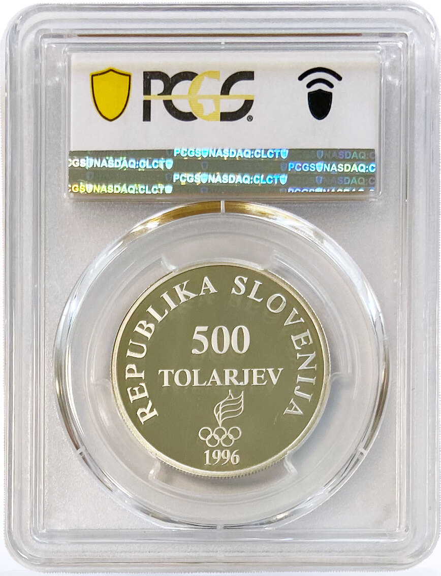 Slovenia 500 tolarjev Olympic Centennial Gymnastics PR69 PCGS silver coin 1996 Proof | MA-Shops