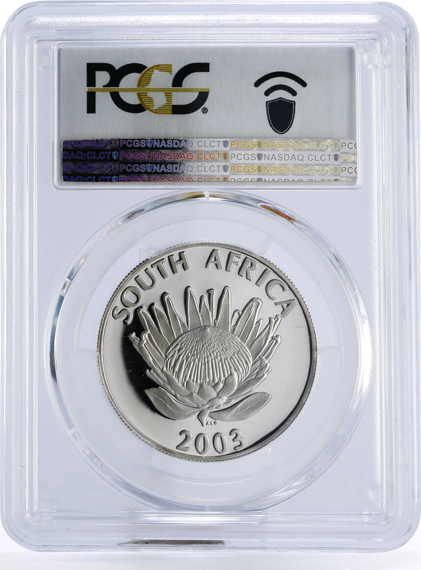 South Africa 1 rand Protea series Cricket World Cup PR69 PCGS silver coin 2003 Proof | MA-Shops