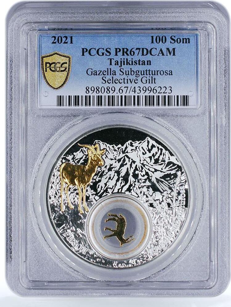 Tajikistan 100 somoni Gazella Subgutturosa Selective PR67 PCGS silver ...