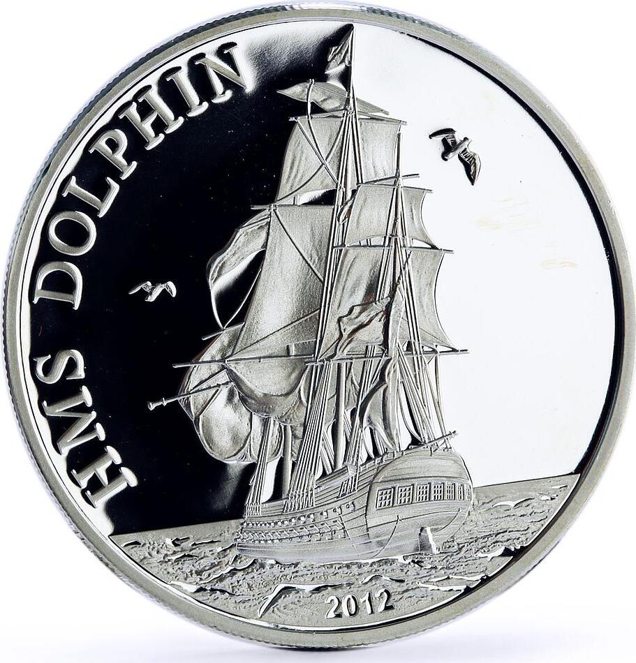 Tokelau 5 dollars Seafaring HMS Dolphin Ship Clipper proof silver coin ...