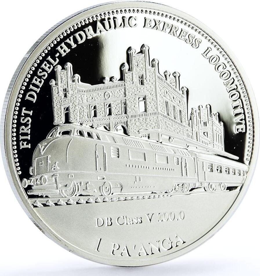Tonga 1 paanga Trains Railways 1st Diesel Locomotive proof silver coin ...