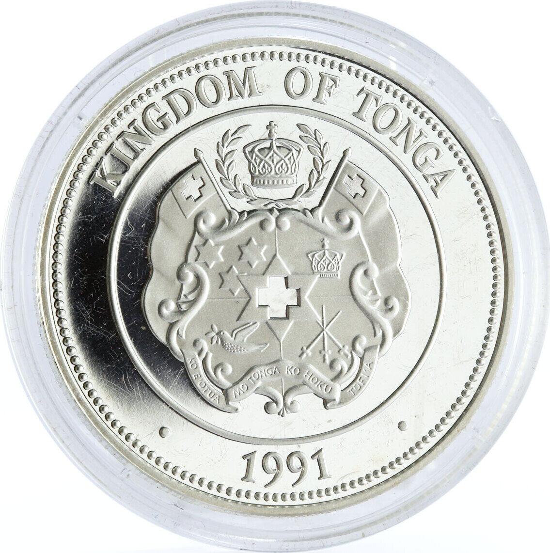 Tonga 1 paanga Dutch Explorers William and Jacob Ship Seafaring silver ...