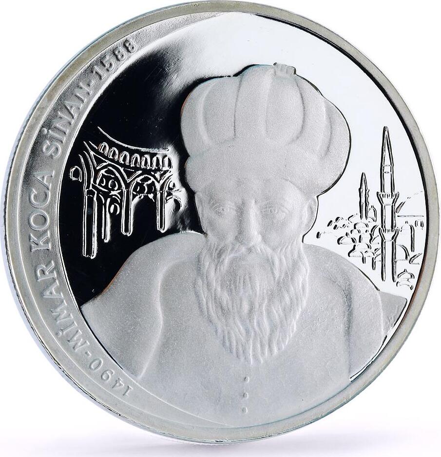 Turkey 7500000 lira Architect Mimar Sinan Architecture Art silver coin ...