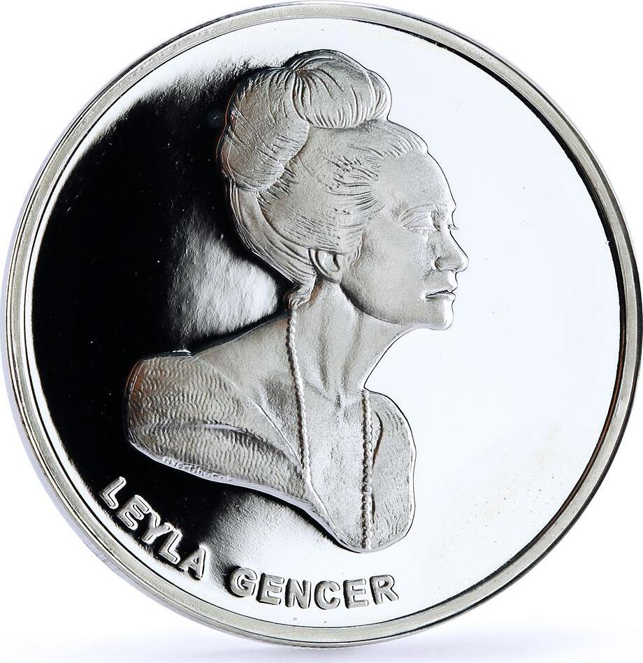 Turkey 15000000 lira Opera Singer Leyla Gencer Music proof silver coin ...