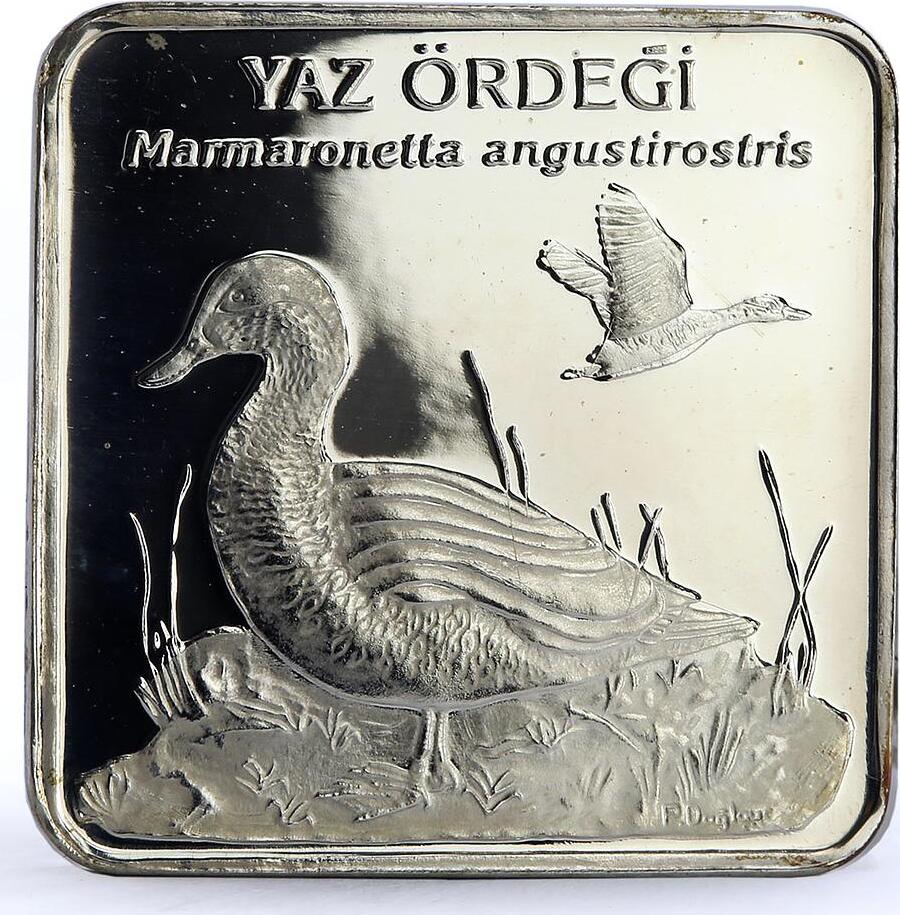 Turkey 7500000 lira Endangered Wildlife Marbled Duck Bird Fauna silver ...